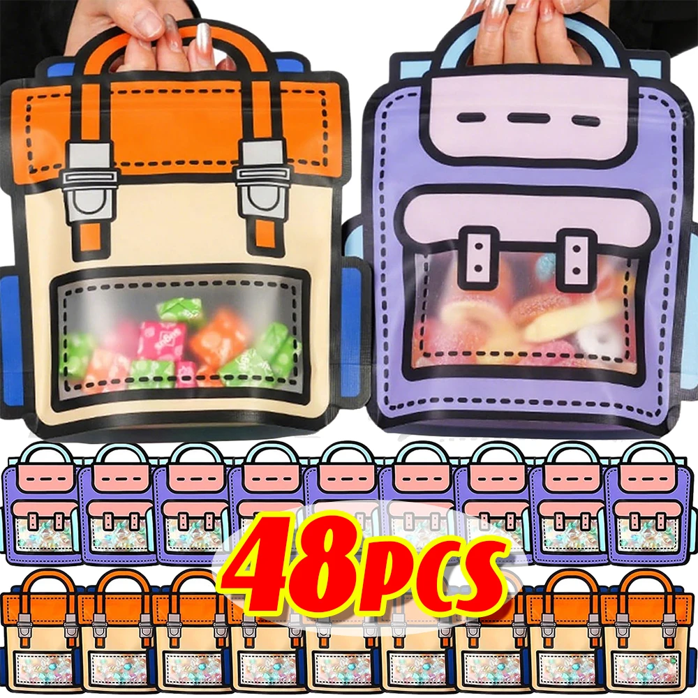 1/48Pcs Bulk Goodie Bags Cartoon Backpack with Top Handle Plastic Gift ...