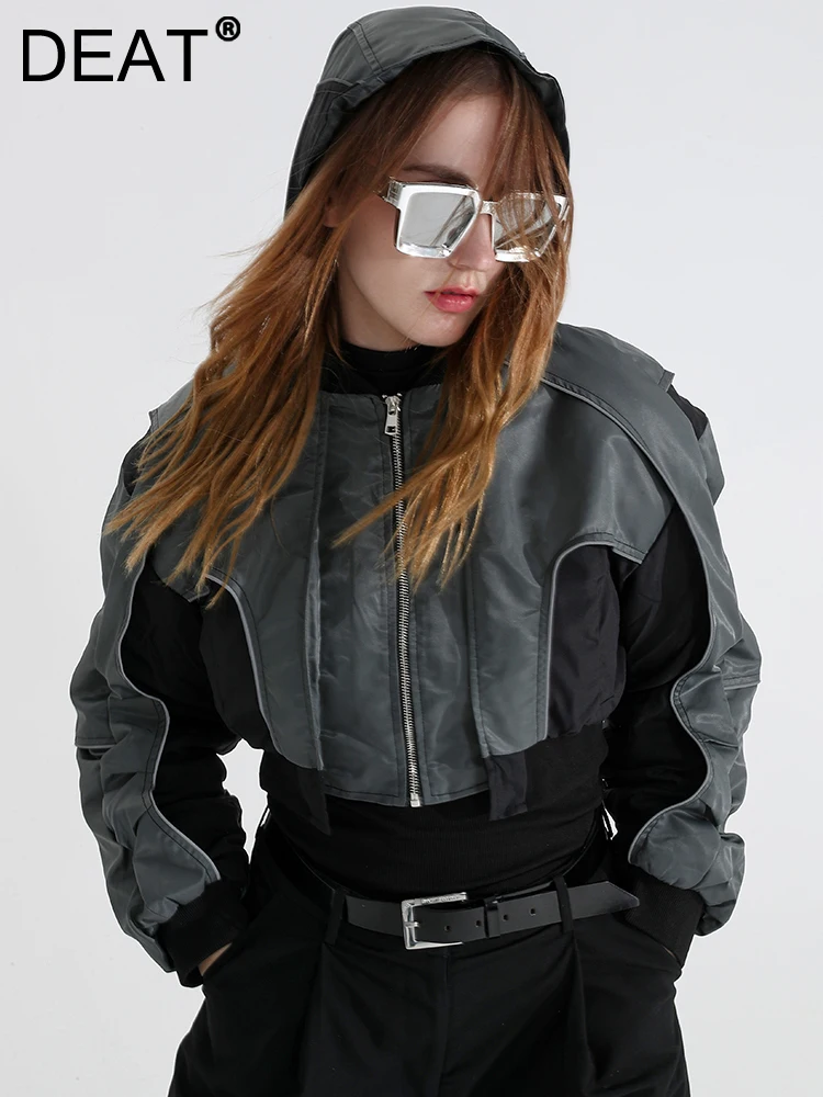 DEAT-moda-damskie-kurtki-z-kapturem-kontrastuj-ce-kolory-odblaskowe-splatane-r-kawy-p-aszcz ...