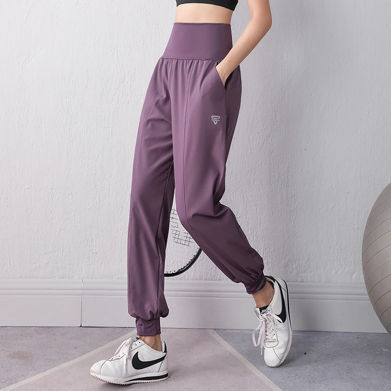 Women-Running-Pants-High-Waist-Pocket-Woman-Sportswear-Loose-Gym ...