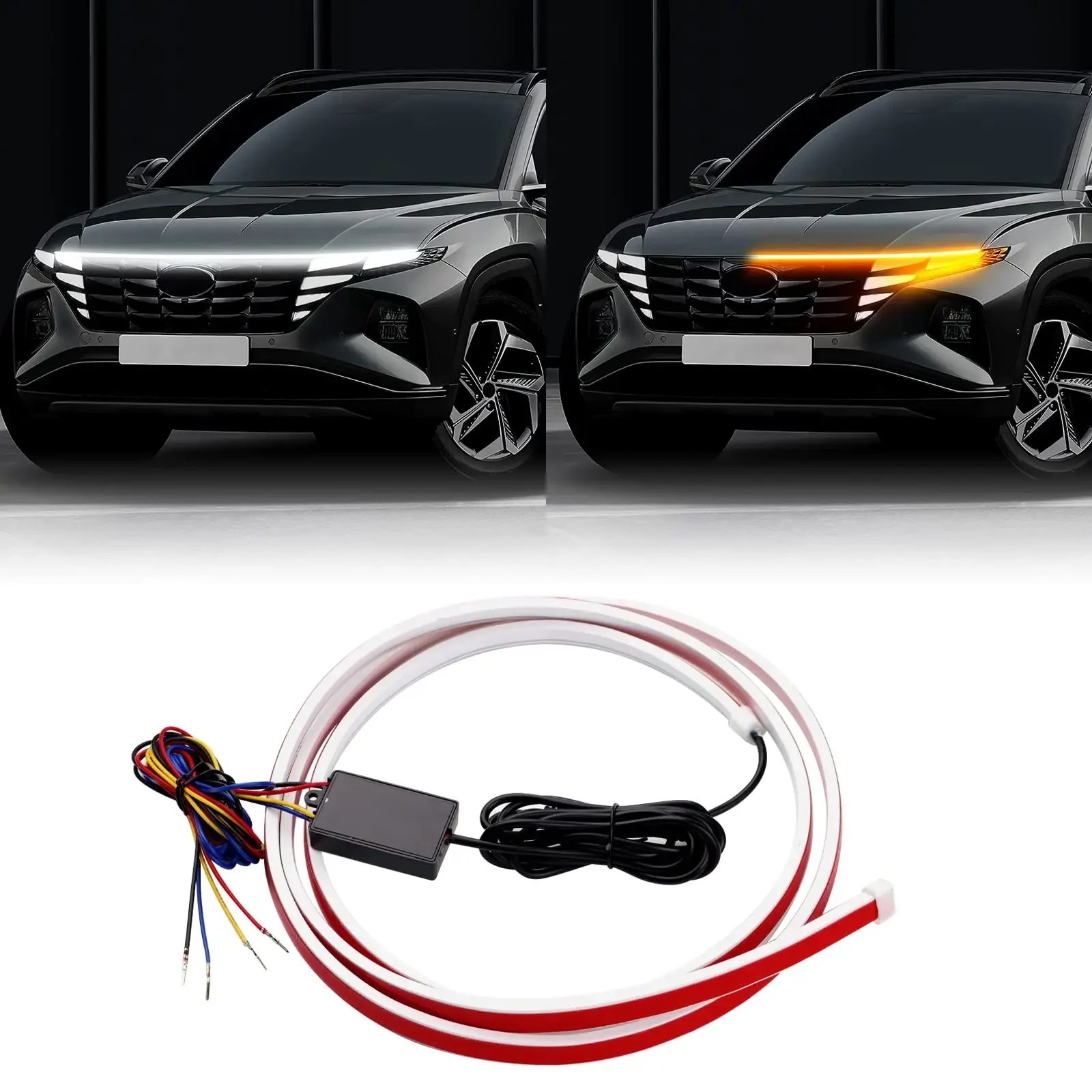 LED-Car-Daytime-Running-Light-Strip-Start-Scan-Yellow-Turn-Signal ...