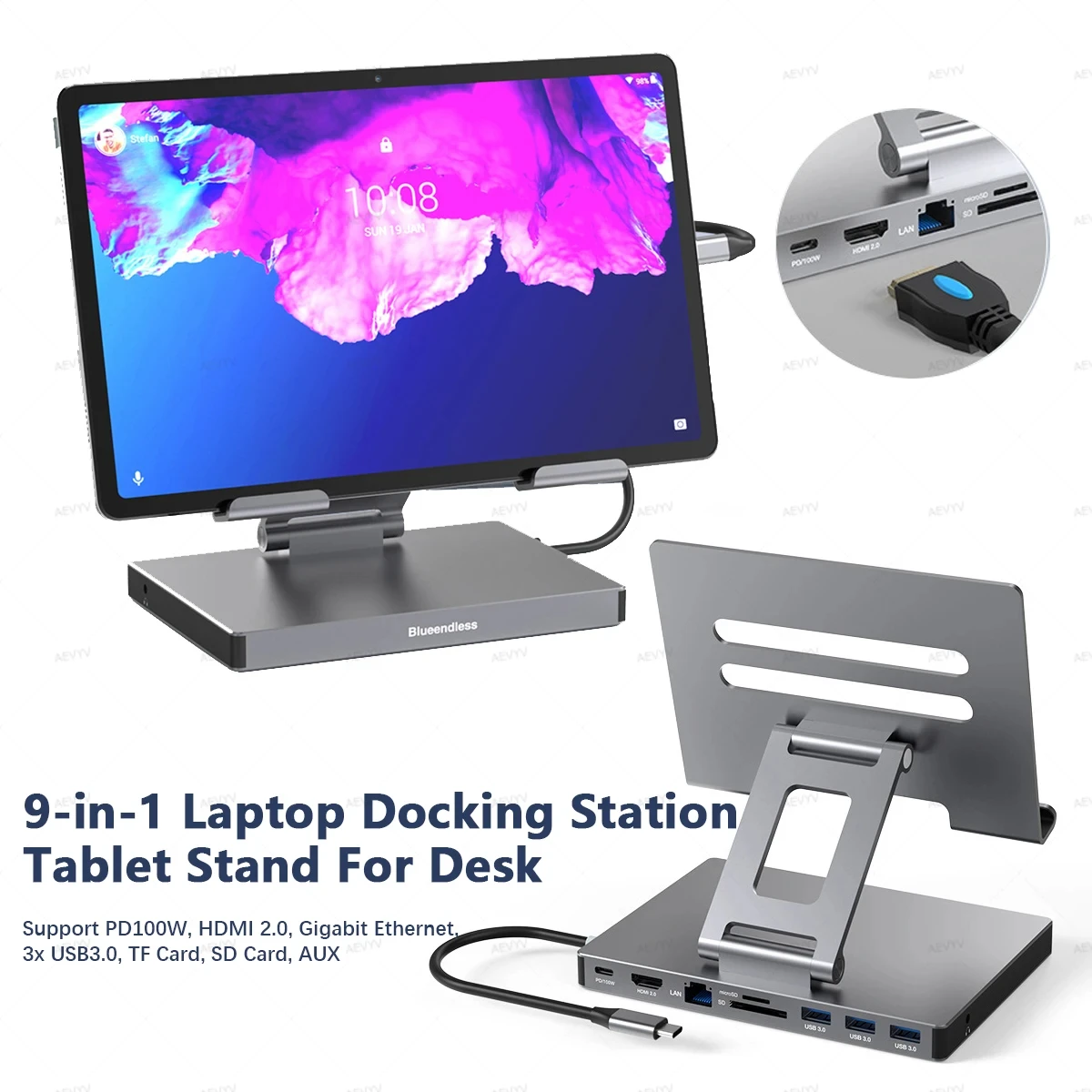 Tipo-C-Docking-Station-para-Laptop-Tablet-Stand-MacBook-Pro-Air-Dell-HP ...