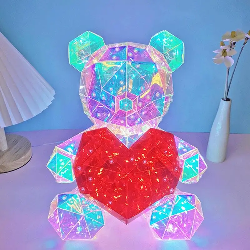 3D-LED-Light-Up-TeddyBear-Romantic-Colorful-Red-Heart-Bear-In-Gift-Box ...