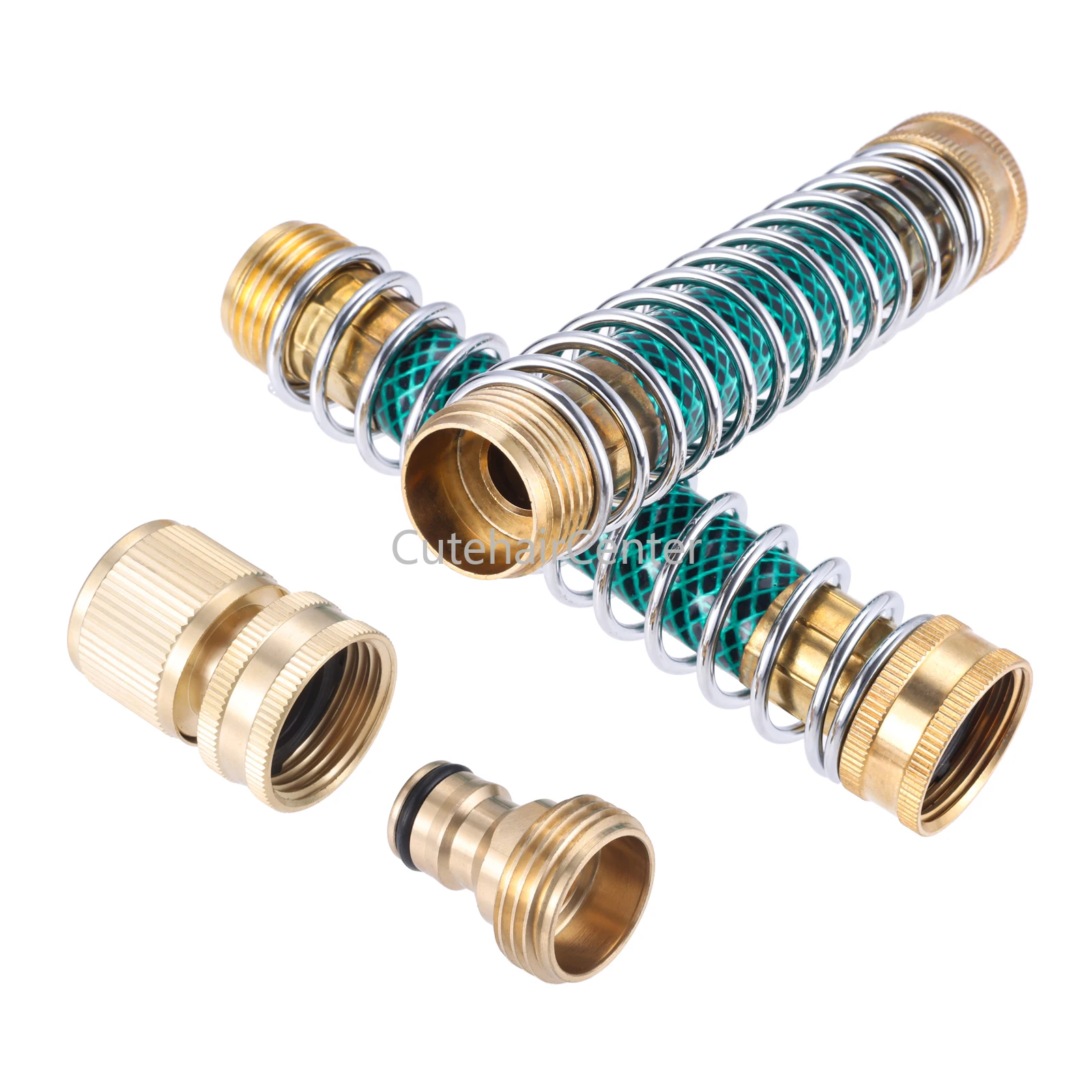 2pcs Brass Water Hose Protector 3/4" GHT Kink Free Garden Hose Splitter ...