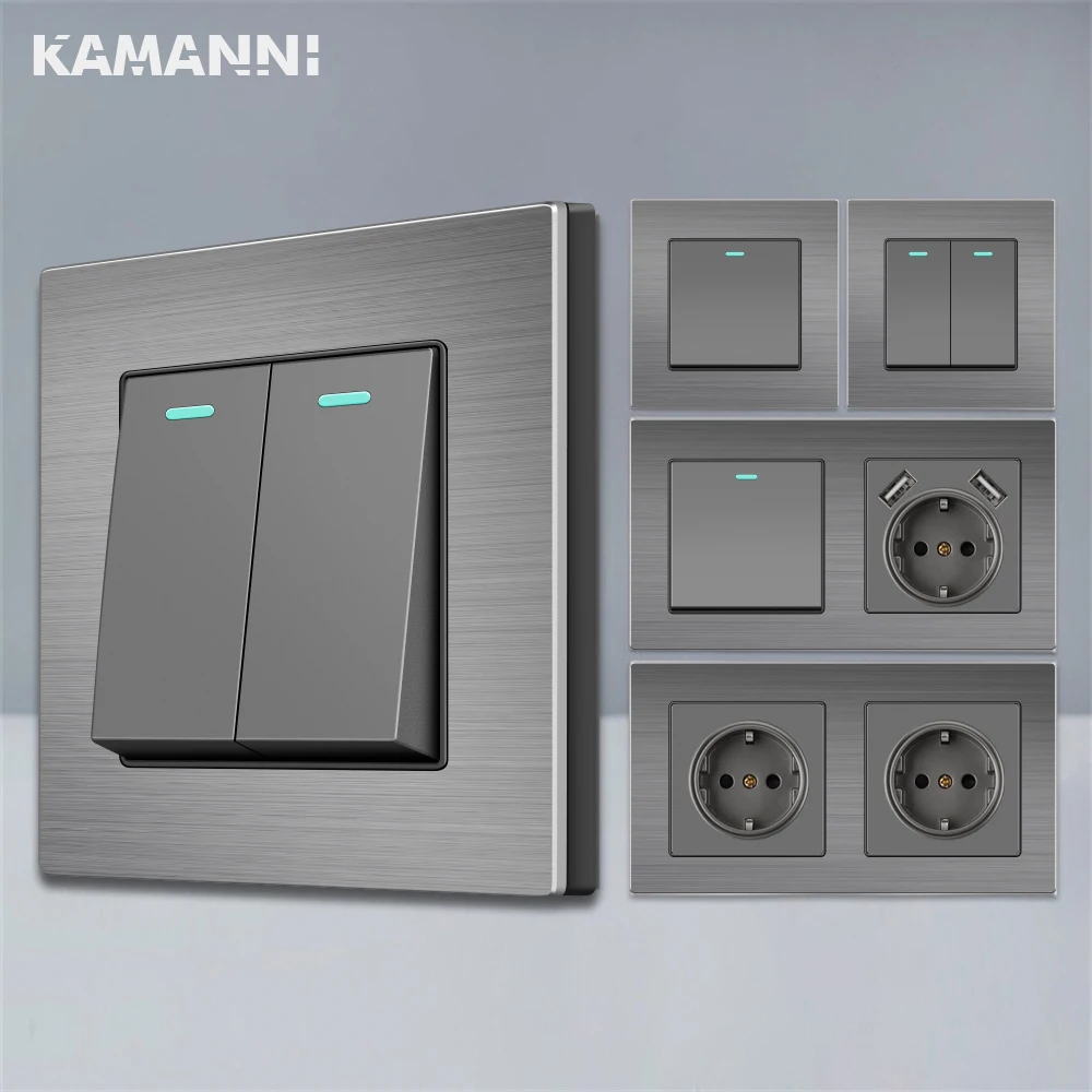 Round-Box-Wall-Light-Switch-Gray-Aluminum-Switch-Panel-Light-On-Off ...
