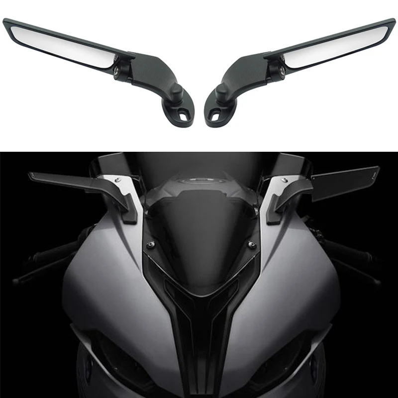 Modified Motorcycle 2PCS Rearview Mirrors Wind Wing Adjustable Rotating ...