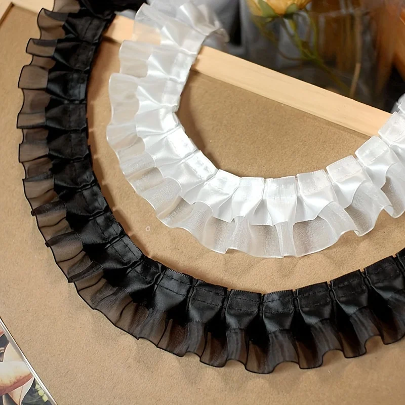 2-Yards-10Yareds-Black-White-Mesh-Pleated-Ribbon-Perfect-For-Sofa ...