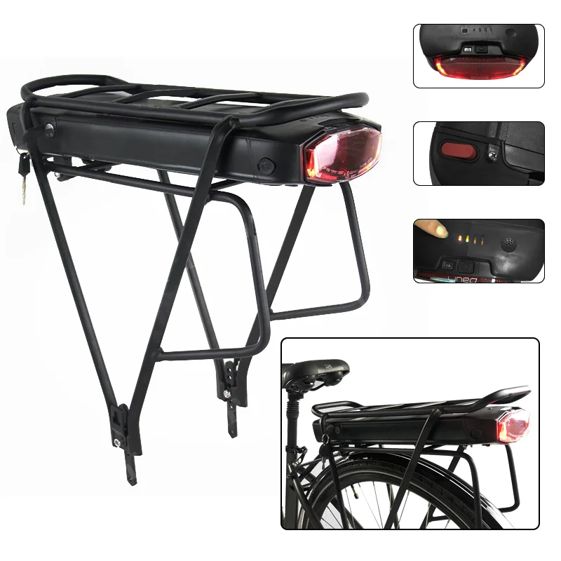 Rear Rack Carrier Lithium Battery Pack 48V 36V 10.4Ah 13Ah 15Ah 20Ah ...