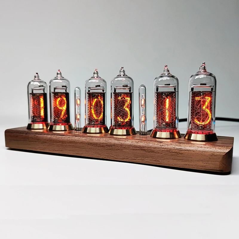 Luxury-Nixie-Tube-Clock-Diy-Kit-In14-Digital-Glow-Tube-Clock-Wood-Retro ...