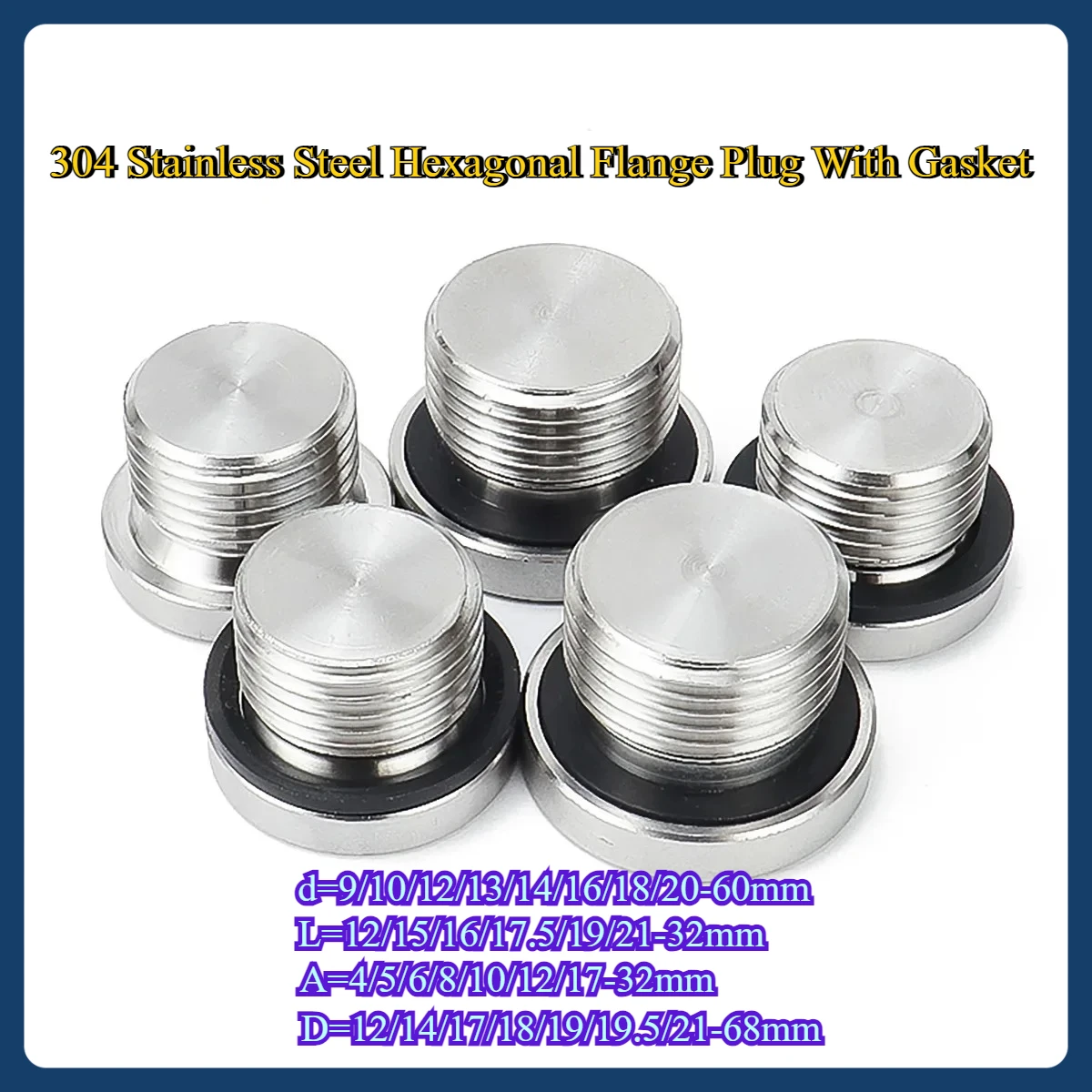 304 Stainless Steel Hexagonal Flange Plug With Gasket - AliExpress 13
