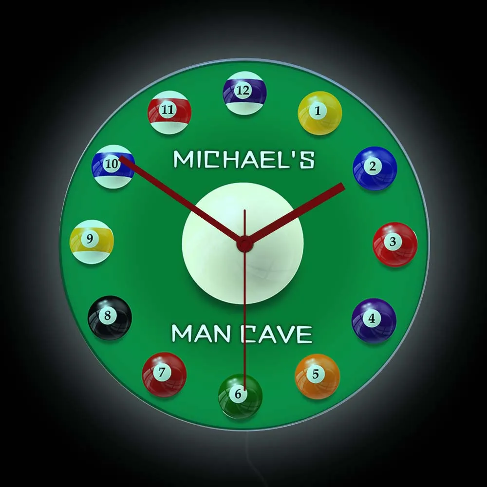 Billiard-Balls-LED-Lighted-Neon-Sign-Illuminated-Wall-Clock-For ...