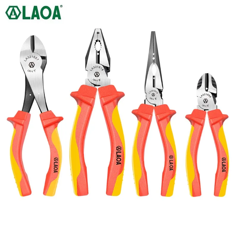 LAOA VDE Wire Cutters 6'' 7'' 8'' Insulated Combination Diagonal Needle Nose Pliers Electrician ...