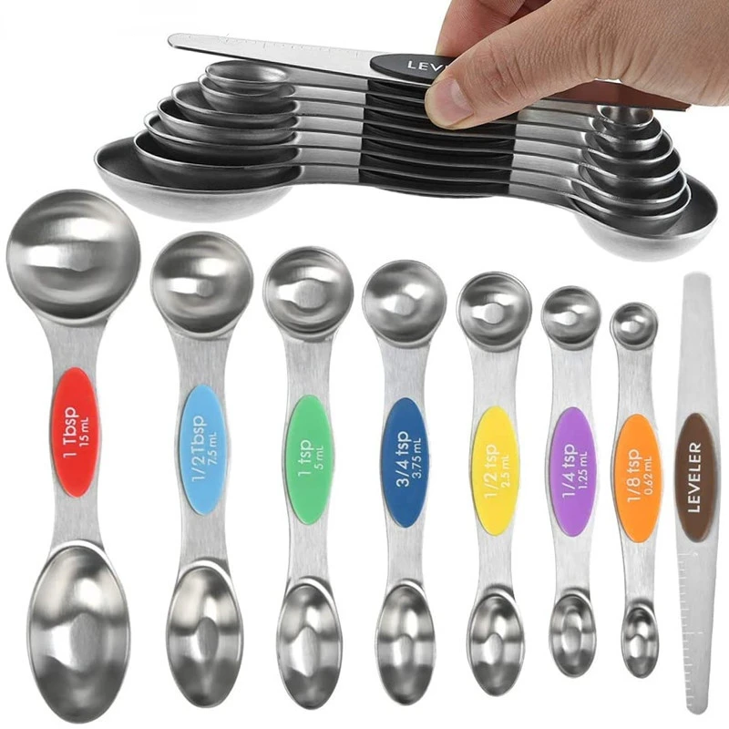 8-Pieces-Magnetic-Measuring-Spoons-Set-Dual-Sided-Stainless-Steel ...