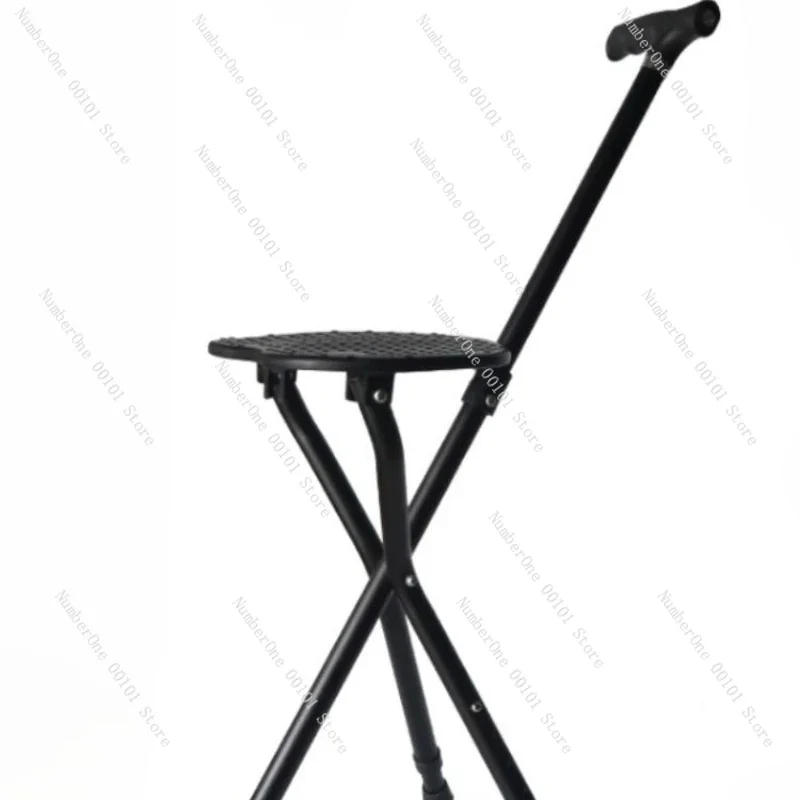 Elderly-Crutch-Stool-with-Stool-Non-Slip-Cane-Walking-Stick-Foldable ...