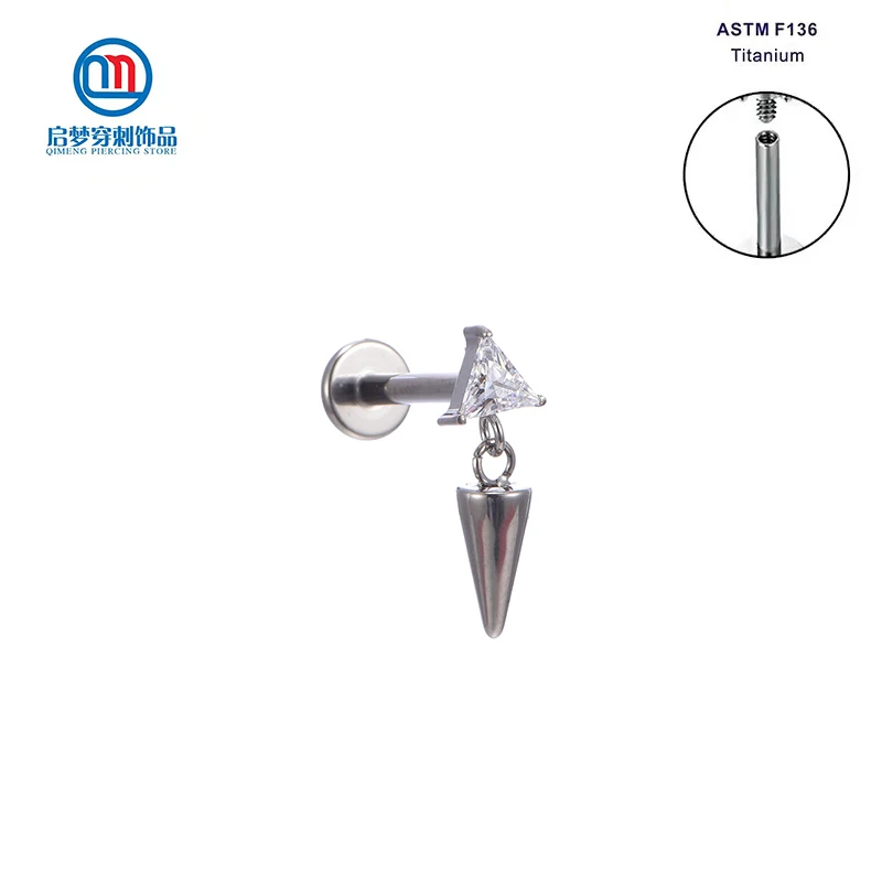 ASTM-F136-Titanium-Internally-Threaded-Zircon-Triangle-Labret-with-Cones-Dangle-Earring-Body ...