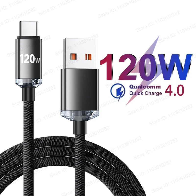 120W USB Type C Fast Charge Cable For Xiaomi Redmi Note 10 9 8 14 13 ...