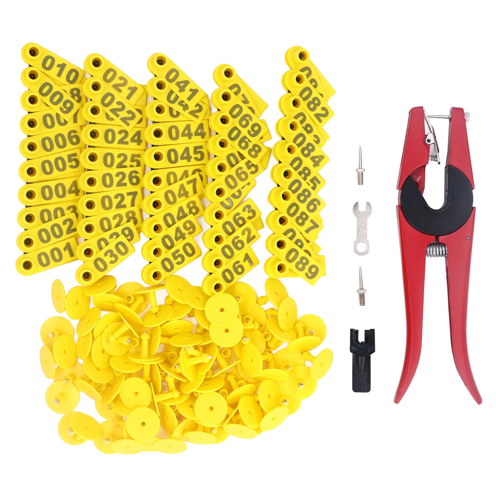 100 Sets Livestock Ear Tag Kit Number Animal Ear Tag with Applicator ...