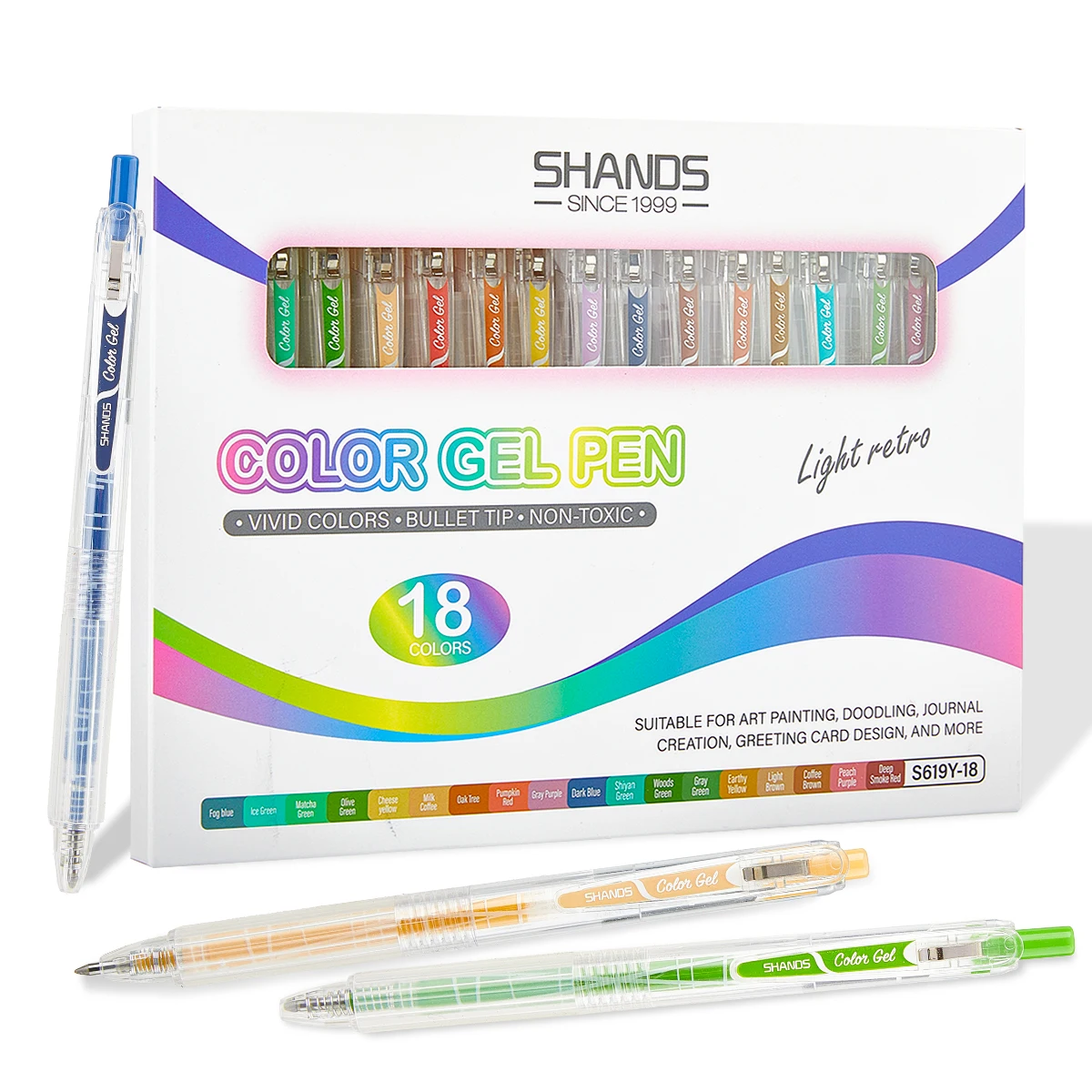 18 Colors Metallic Gel Pen Set, Smooth Writing Assorted Pastel & Neon ...