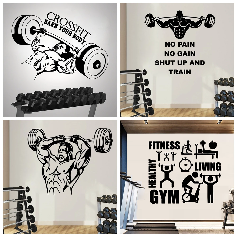 Fitness room Sticker Waterproof Vinyl Wallpaper Home Decor Living Room ...