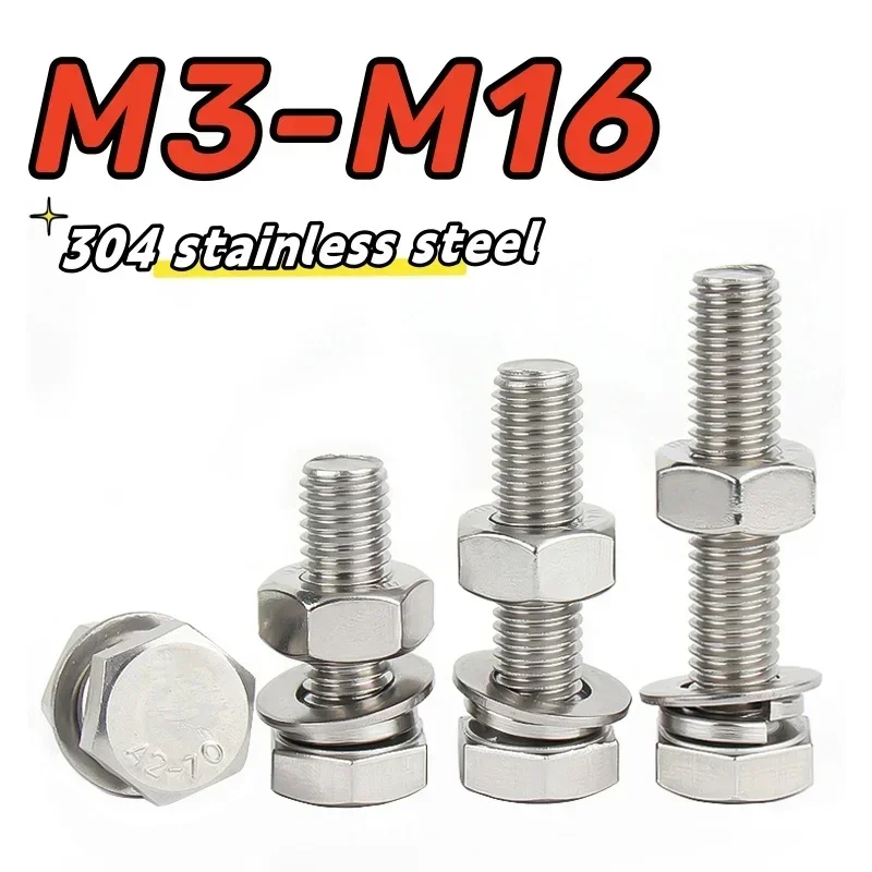 Outer-Hexagon-Screw-Nut-Set-Combination-Bolt-M3-M4-M5-M6-M8-M10-M12-M14 ...