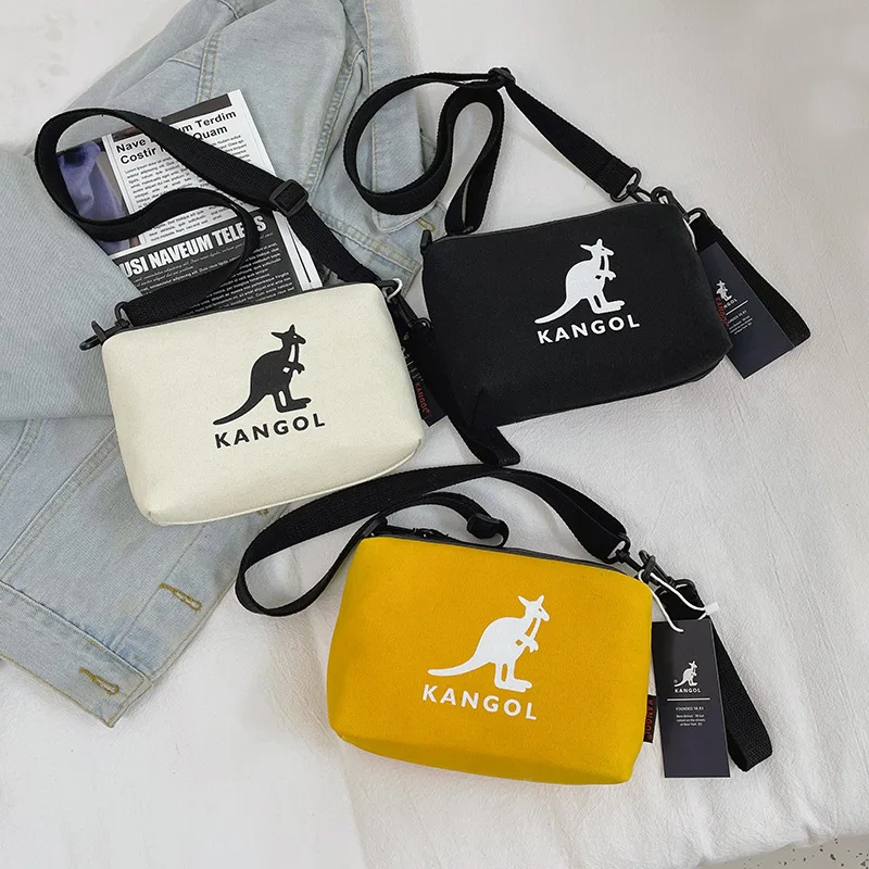 Kangol 여성용 메신저 백 여성용 캔버스 프린트 봉투 가방 여성용 학생 숄더백 남성용 크로스바디 백