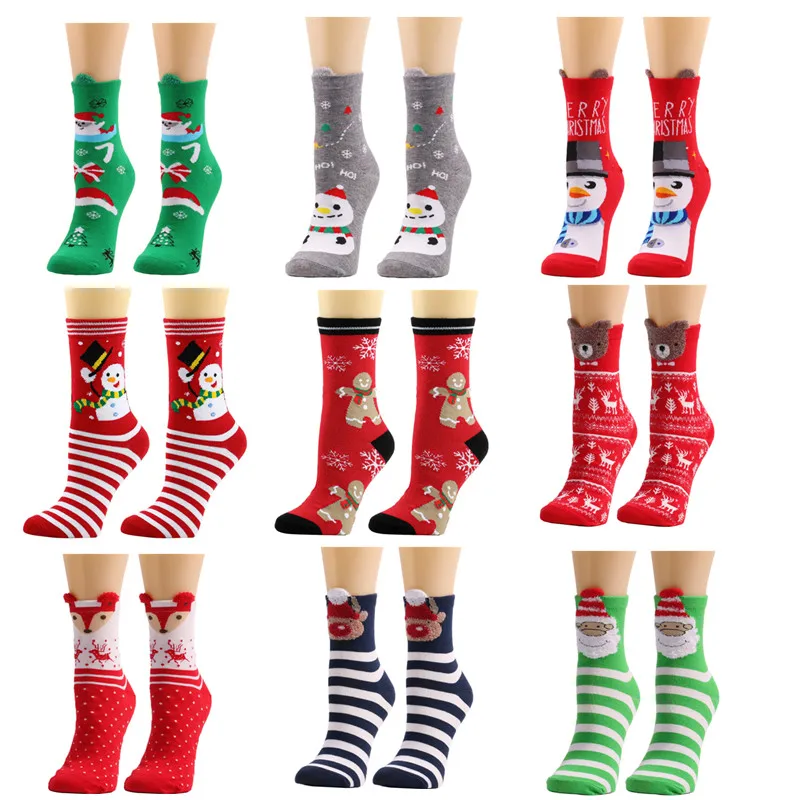Women-Christmas-Sockings-Funny-Xmas-Santa-Claus-Snowflake-Elk-Cotton ...