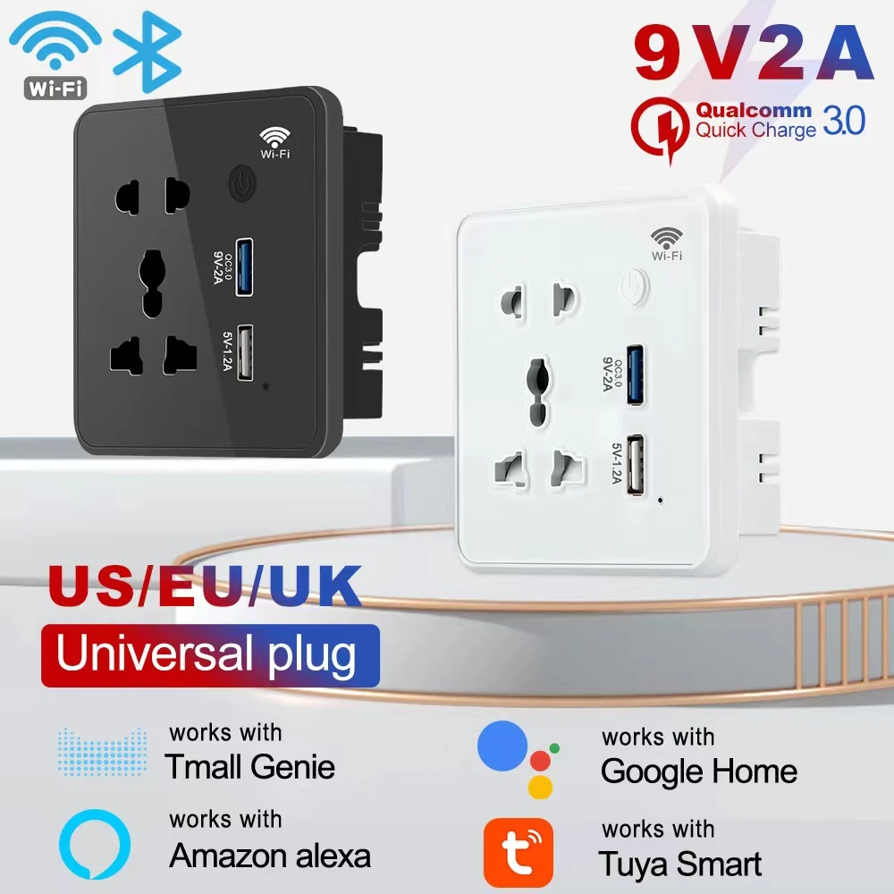 Glomarket Smart Home Tuya 13A Outlet Wifi Smart Universal Power Wall ...
