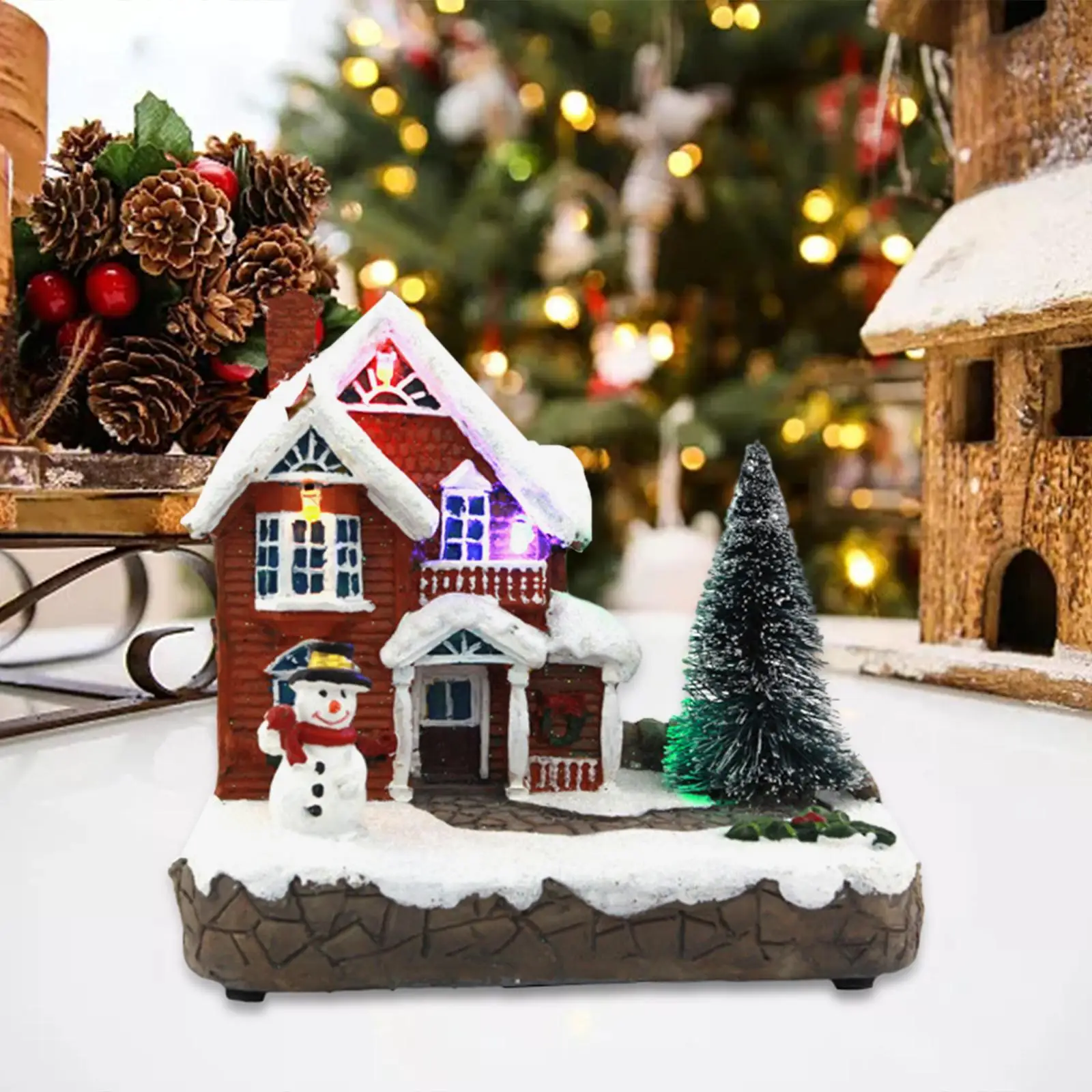Christmas-Scene-Lighted-House-Dining-Room-Multifunctional-Resin ...