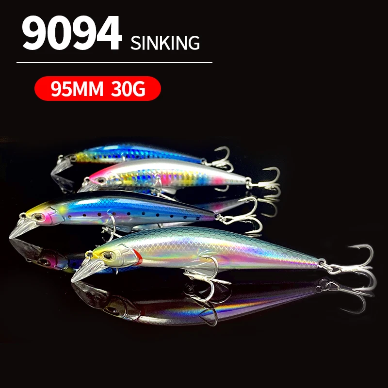 30g-95mm-Long-Casting-Sinking-Minnow-Fishing-Lure-Pesca-Wobblers-for-Seabass-Pike-Saltwater ...