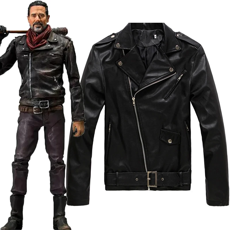 The-Walking-Dead-Negan-Cosplay-Black-PU-Leather-Jacket-Coat-Women-Men ...