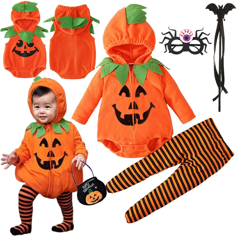 3-24M pumpkin Cosplay Baby Girls Boys Halloween Costume Sets Long ...