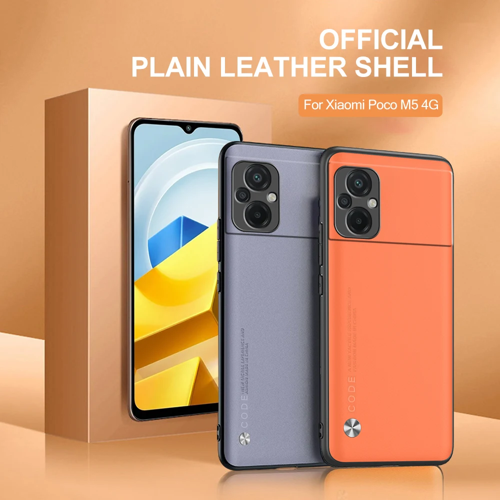 Para xiaomi poco m5 4g caso de couro liso macio silicone quadro capa ...