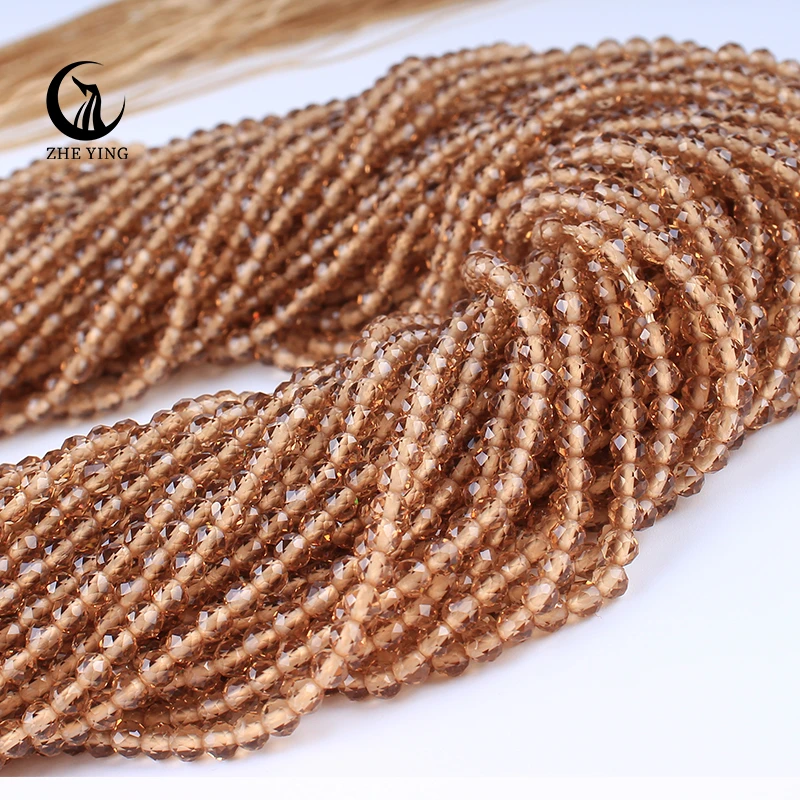 Zhe Ying 10strands/lot Tea Color Glass Beads Hydro Round Micro Faceted ...