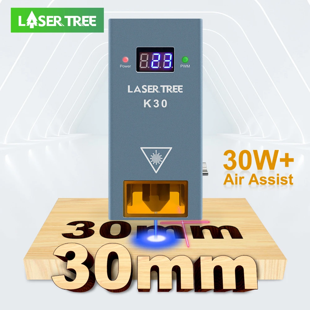 LASER TREE K30 30W Diode Laser Head with Air Assist 450nm Blue Light TTL Module for CNC Laser ...