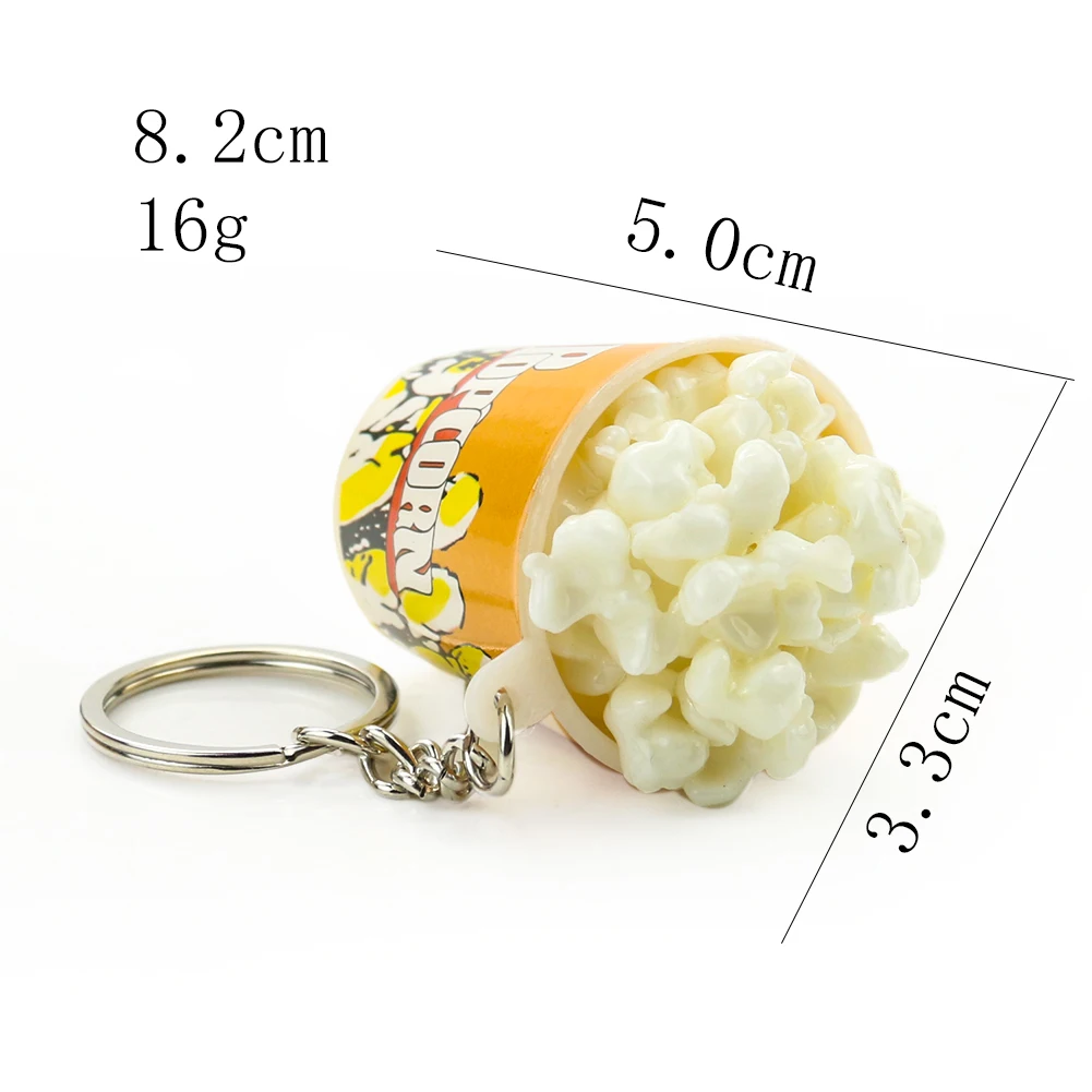 Popcorn Bucket Fun PVC Imitation Key Chains Creative Food Themed ...