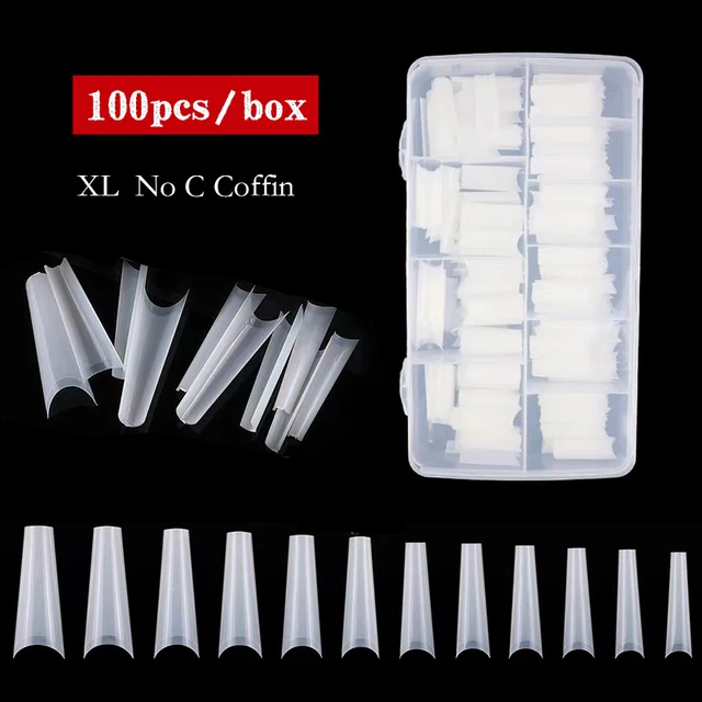120pcs/box Long Duck False Nail Tips Full Cover Press On Extension ...