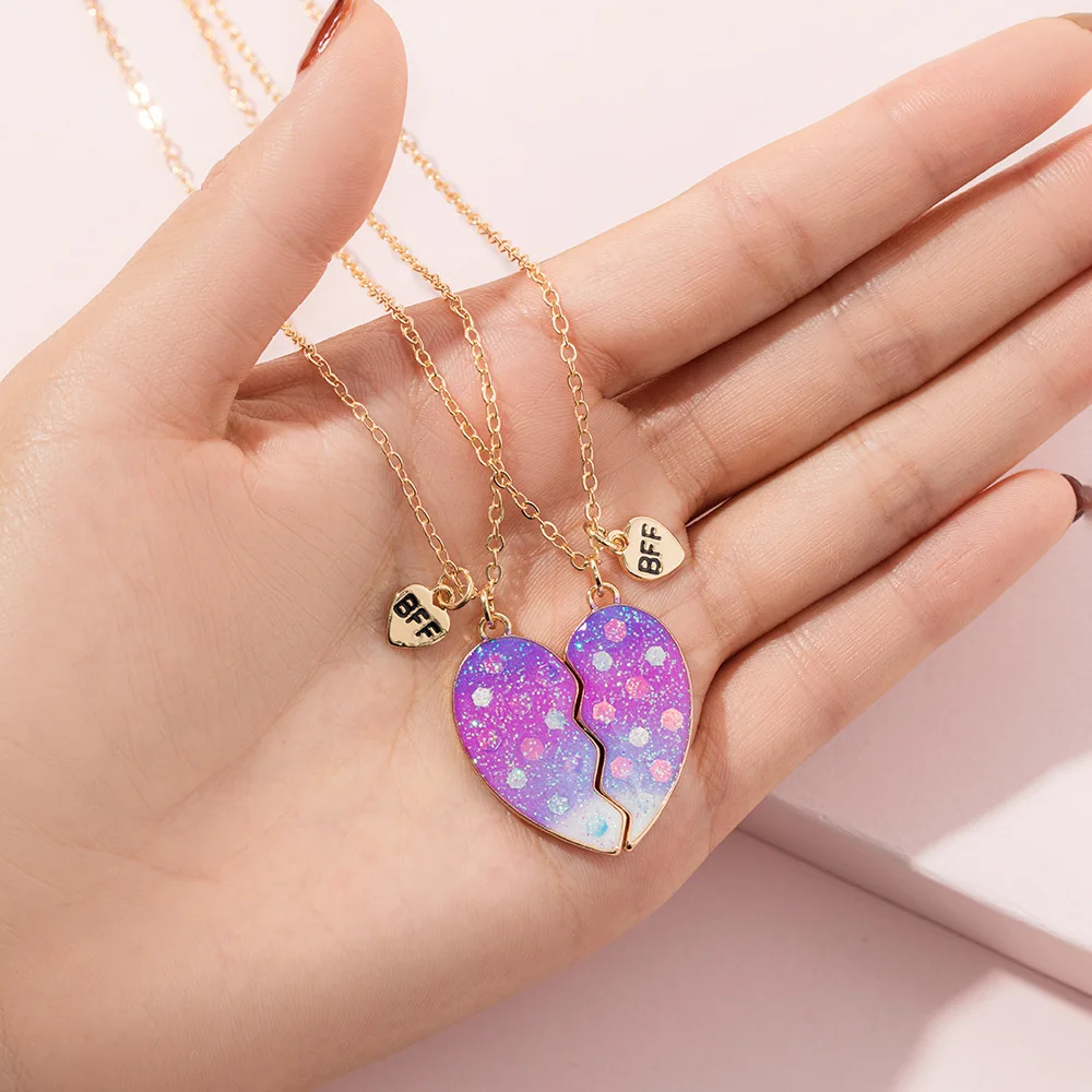 Best Friends Chains Bff Necklace | Scallion Powder Sequin Pendant ...