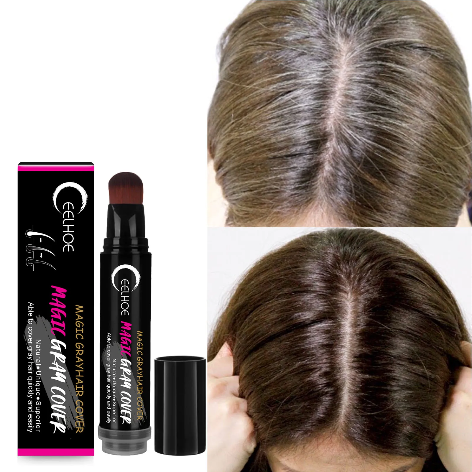 Brown, Black, Dark Brown Temporary Hair Color Pen Hair Shading Sponge ...