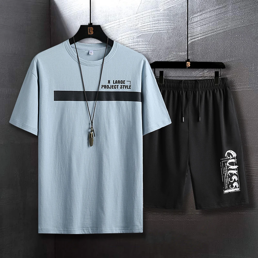 2 Piece Set Men Streetwear Tracksuits Short Sets Men Fashion Clothing ...