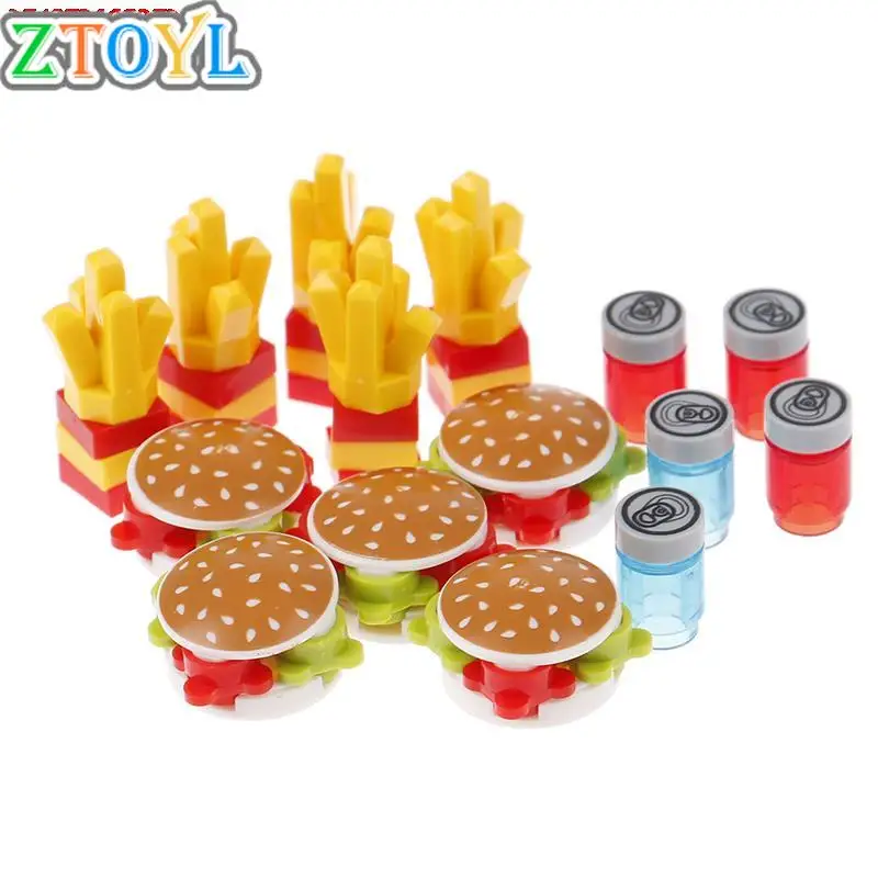 15pcs Hamburger Chips City Building Blocks Fast Food Parts Moc ...