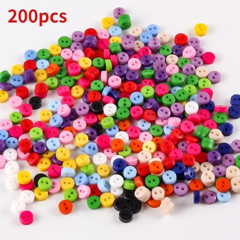 200Pcs Random Color Mixing Decorative Buttons for Needlework Resin ...