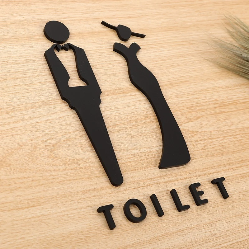 Acrylic Creative Modern Toilet Sign Bathroom Room Logo Restroom Plates ...
