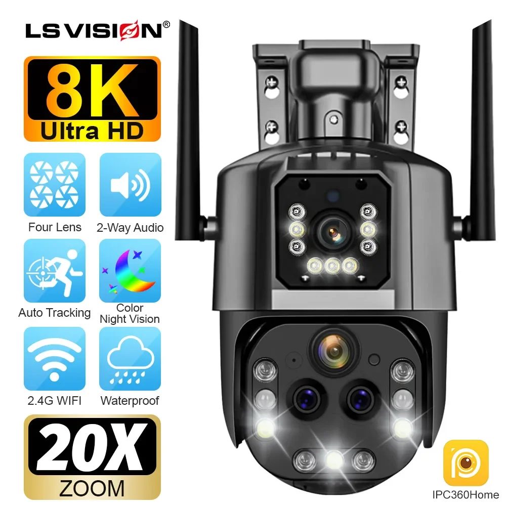 LS-VISION-8K-WiFi-Security-Camera-20x-Zoom-Outdoor-4K-Four-Lens-Dual ...