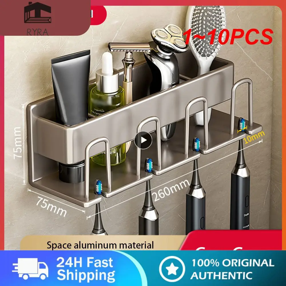 1-10PCS-Wall-Mounted-Toothbrush-Holder-Aluminium-Alloy-Toothpaste-Rack ...
