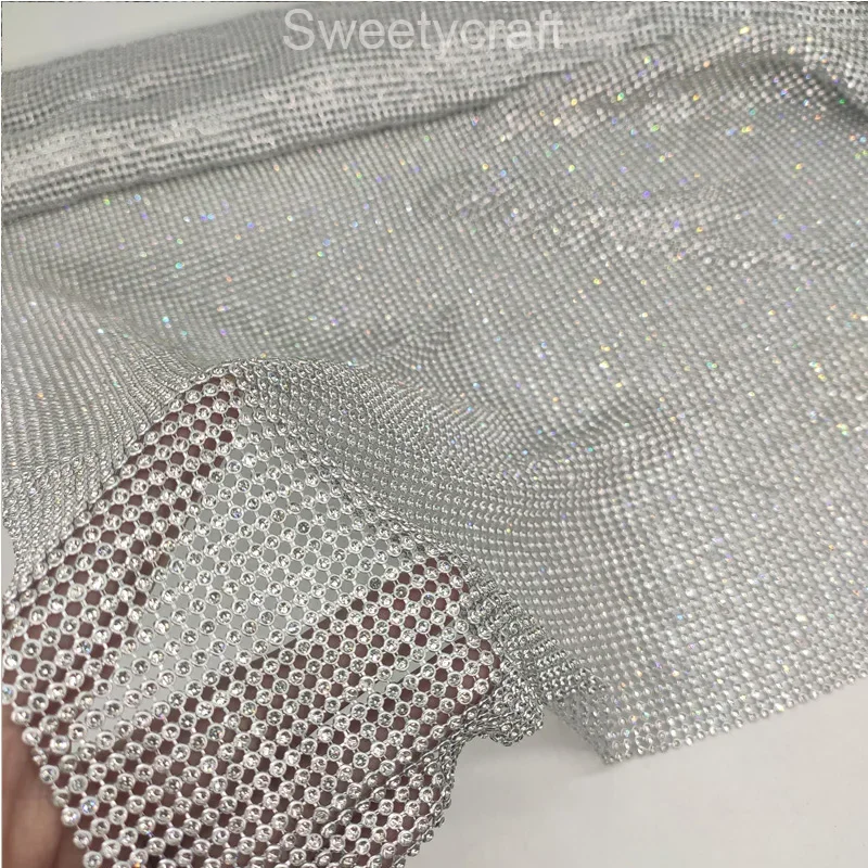 120cm-45cm-silver-Rhinestone-metallic-cloth-Crystal-metal-mesh-sequin ...