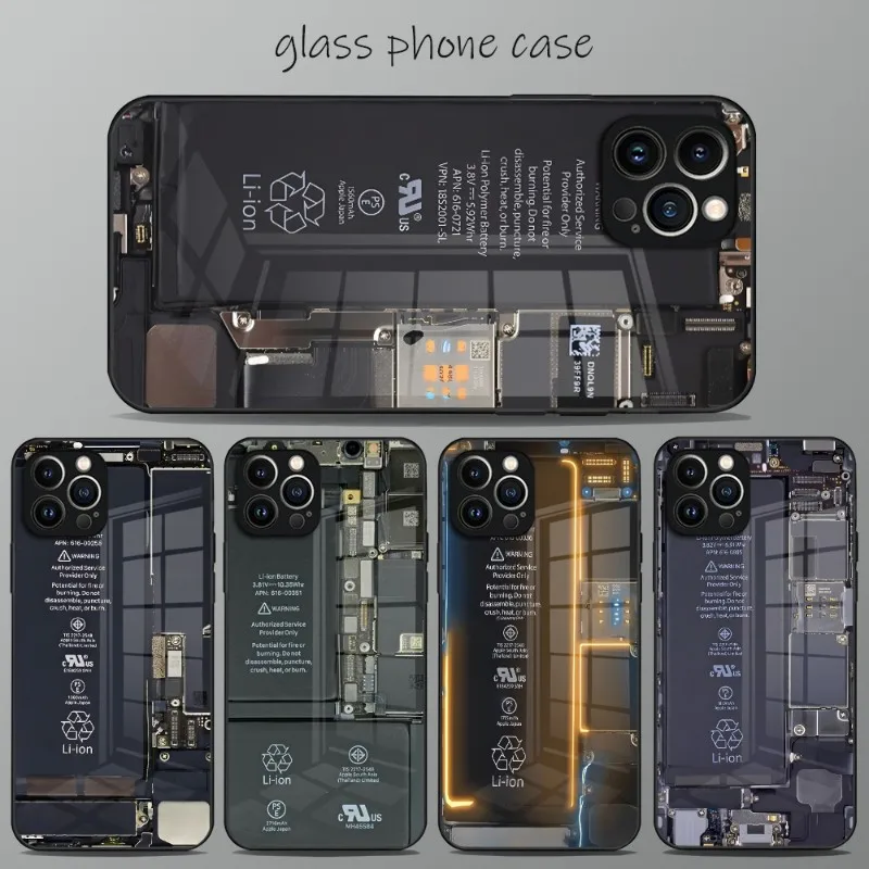 Motherboard Circuit Board Phone Case Tempered Glass For IPhone 14 13 12 ...