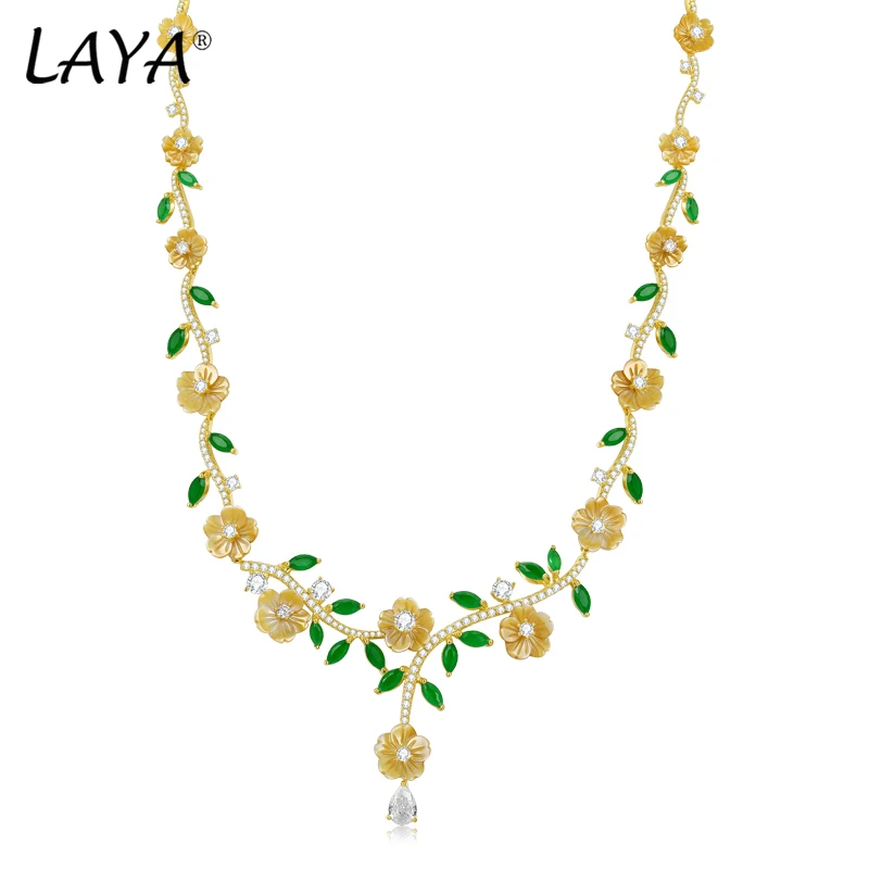 LAYA-Necklace-For-Women-White-Yellow-Shell-Flower-Unique-Design-Shining ...