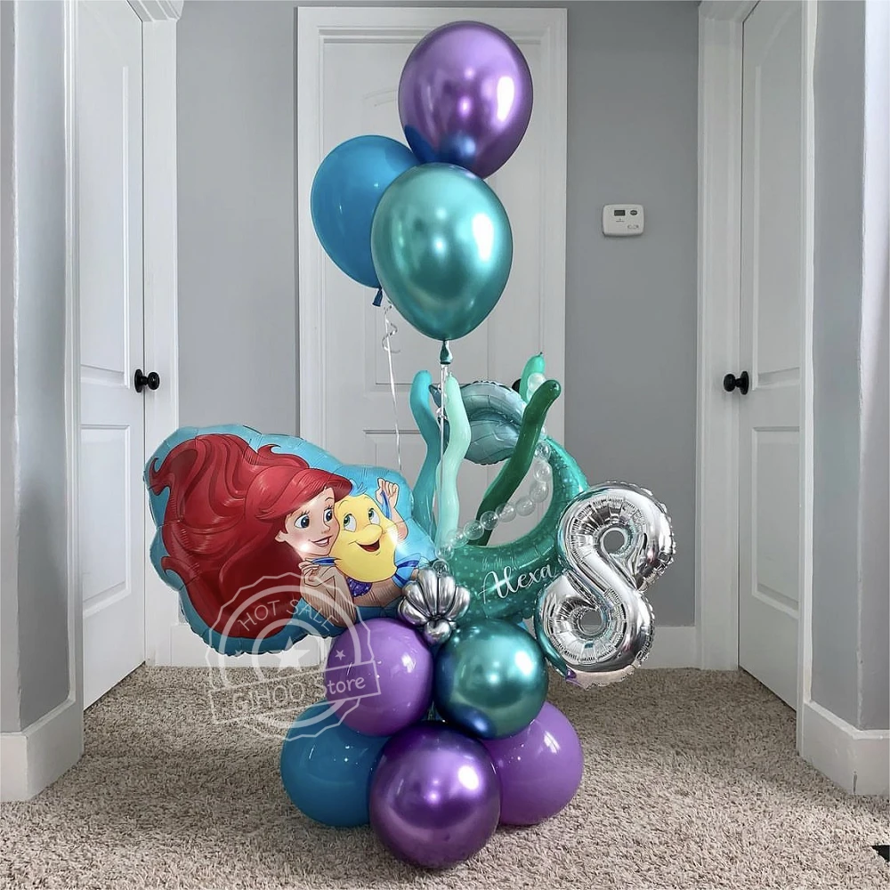 19pcs-Disney-Mermaid-Princess-Ariel-Balloon-Set-16inch-Silver-Number ...