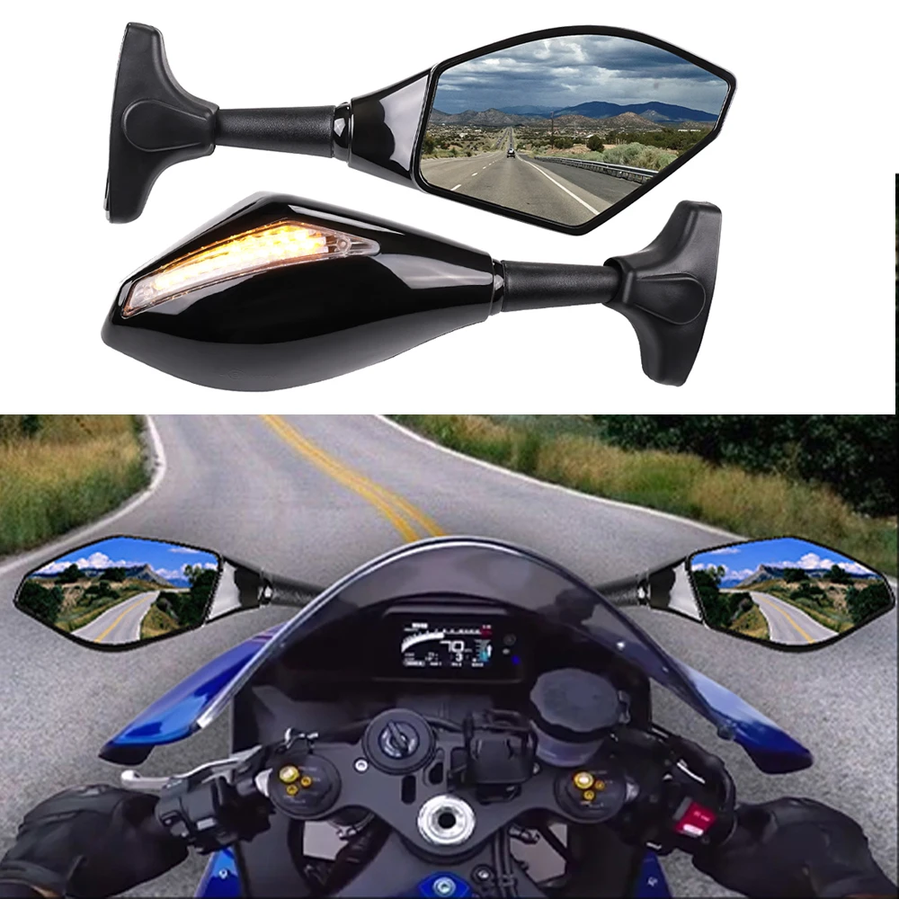Motorcycle-Rearview-Mirrors-with-LED-Turn-Signals-For-Honda-CBR600RR ...