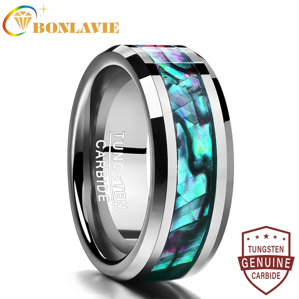 BONLAVIE-Anillo-de-carburo-de-tungsteno-biselado-con-incrustaciones-de ...