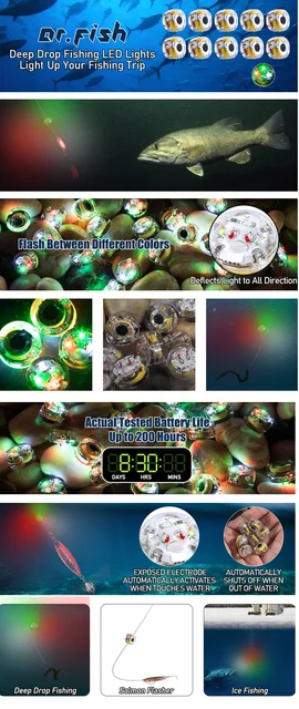Blinking Light Lures 2Pcs 20cm Multi Color Deep Drop Underwater Fish ...
